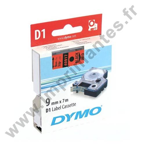 Dymo 40917 - Ruban noir sur fond rouge 9mm S0720720 Dymo D1 origine